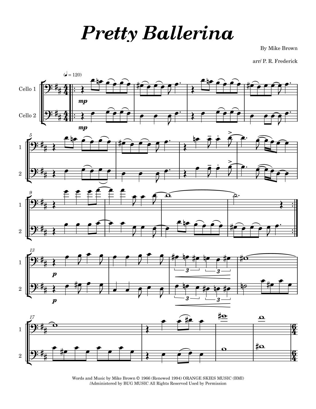 Pretty Ballerina (arr. P. R. Frederick by The Left Banke Sheet Music ...