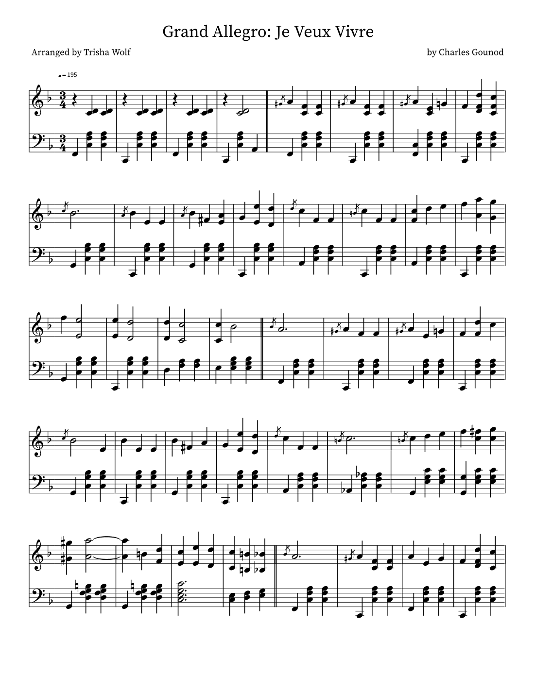 Je Veux Vivre (Grand Allegro) (arr. Trisha Wolf) von Charles Gounod ...