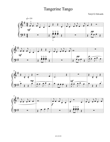 Tangerine Tango Sheet Music | Terryl G. Edwards | Easy Piano
