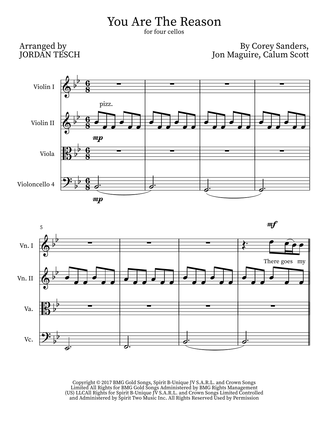 You Are The Reason (arr. Jordan Tesch) by Calum Scott Sheet Music for ...