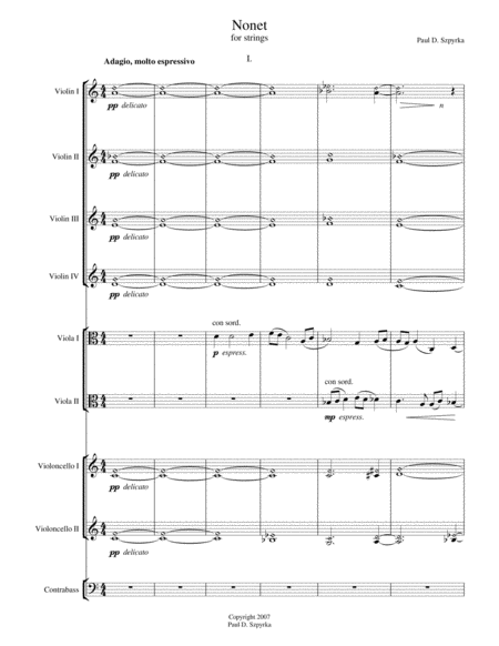 Nonet by Paul D Szpyrka Sheet Music for String Quartet at Sheet Music ...