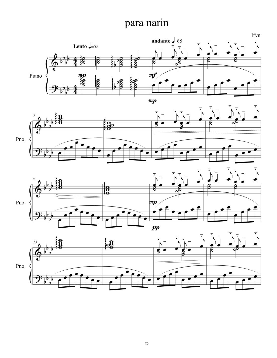 Para Narin by Luis Velasco Sheet Music for Piano Solo at Sheet Music Direct