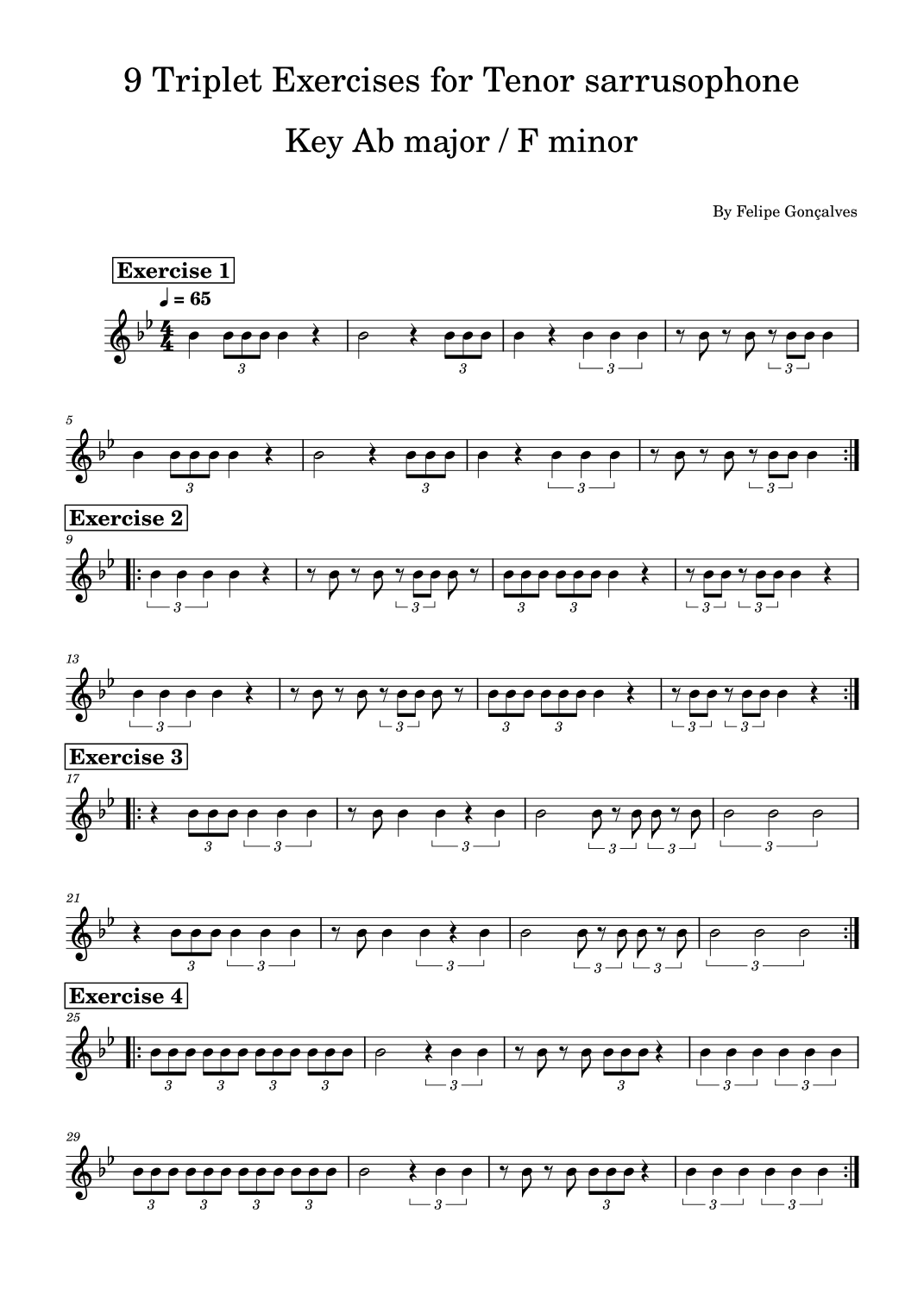9 Triplet Exercises for Tenor sarrusophone by Felipe Gonçalves Sheet ...