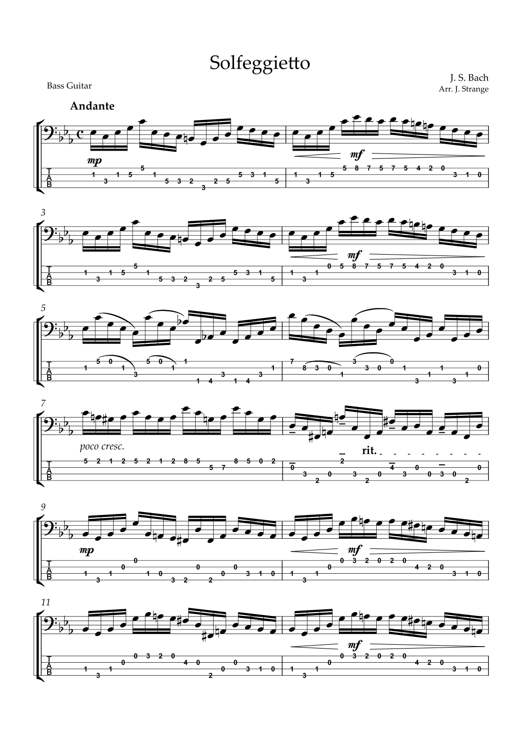 Solfeggietto (arr. James Strange) by Bach, C. P. E. Sheet Music for ...