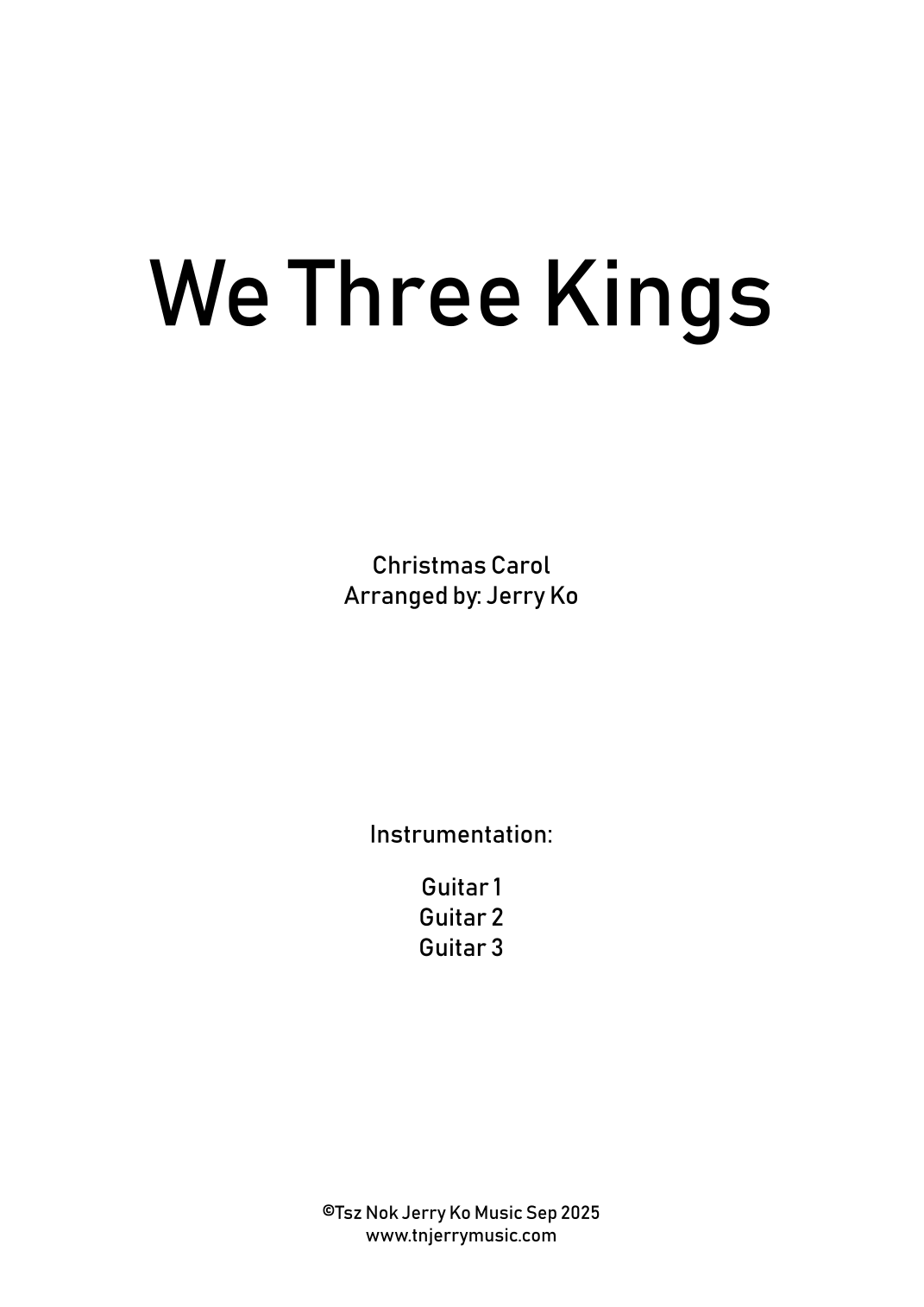 We Three Kings (arr. Jerry Ko) by Christmas Carol Sheet Music for ...