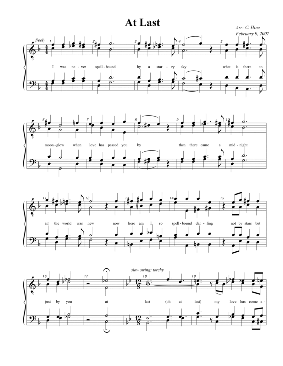 At Last (arr. Clay Hine) Partituras | Celine Dion | TTBB Coro
