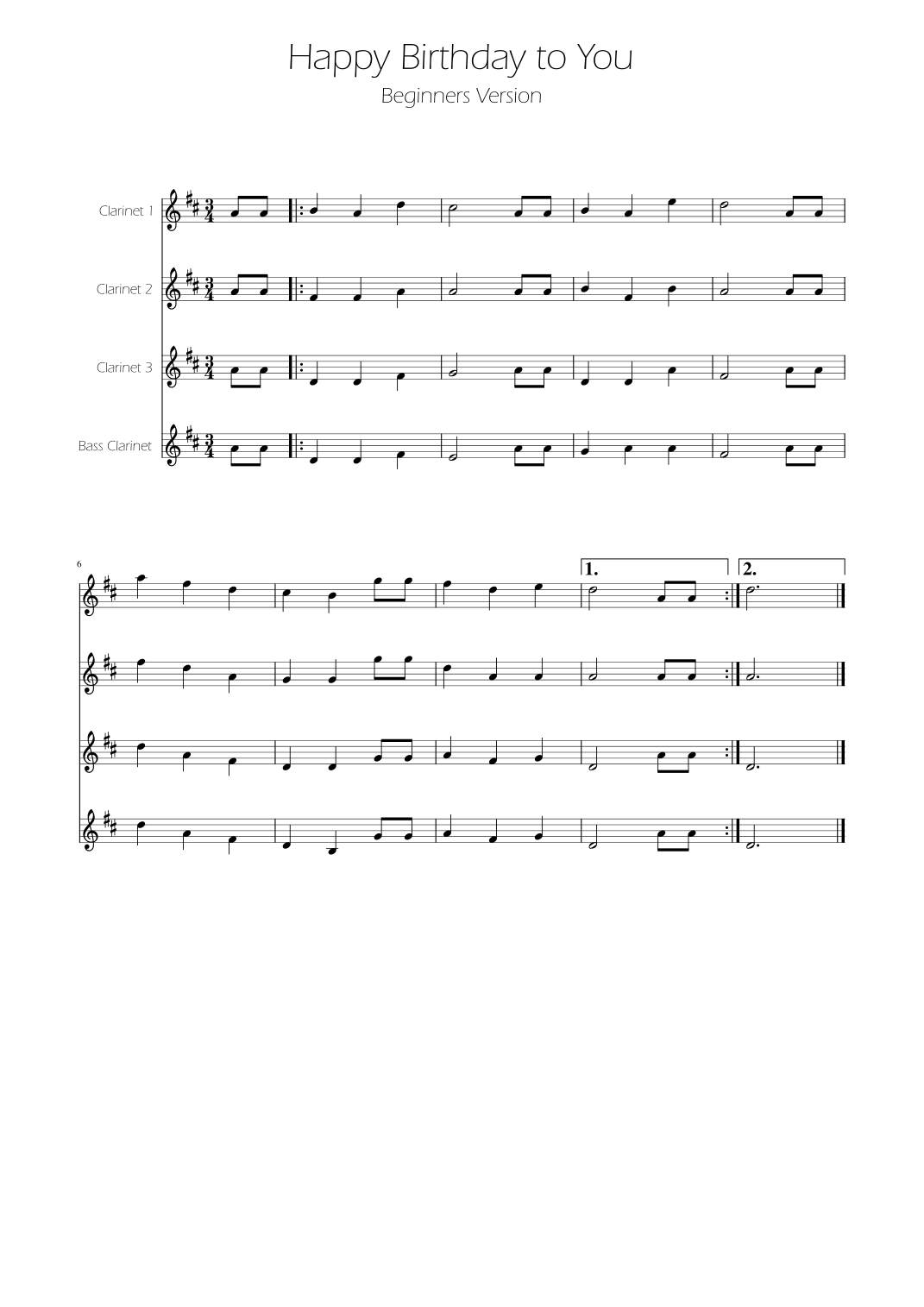 Happy Birthday to You - Clarinet Quartet (arr. Ygor Nunes) by Public ...