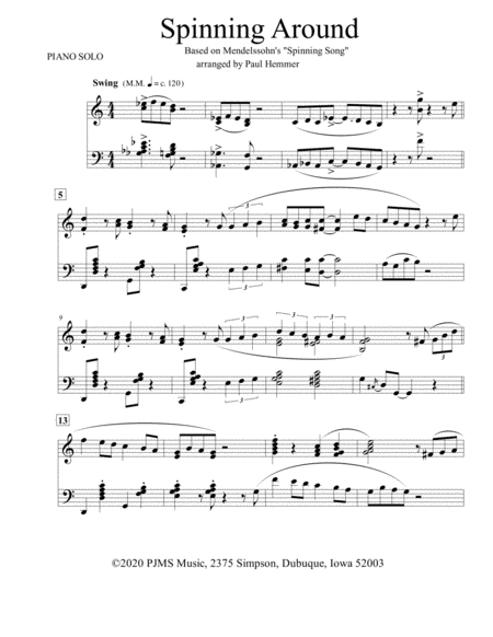 Spinning Around (based on The Spinning Song by Mendelssohn - Piano Solo ...