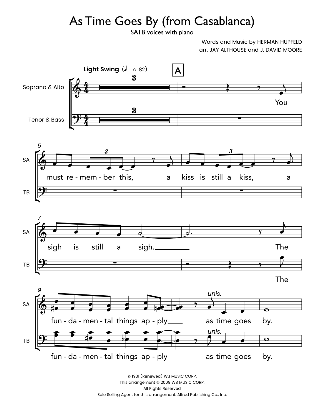 As Time Goes By (arr. J. David Moore) by Carl Perkins Sheet Music for ...