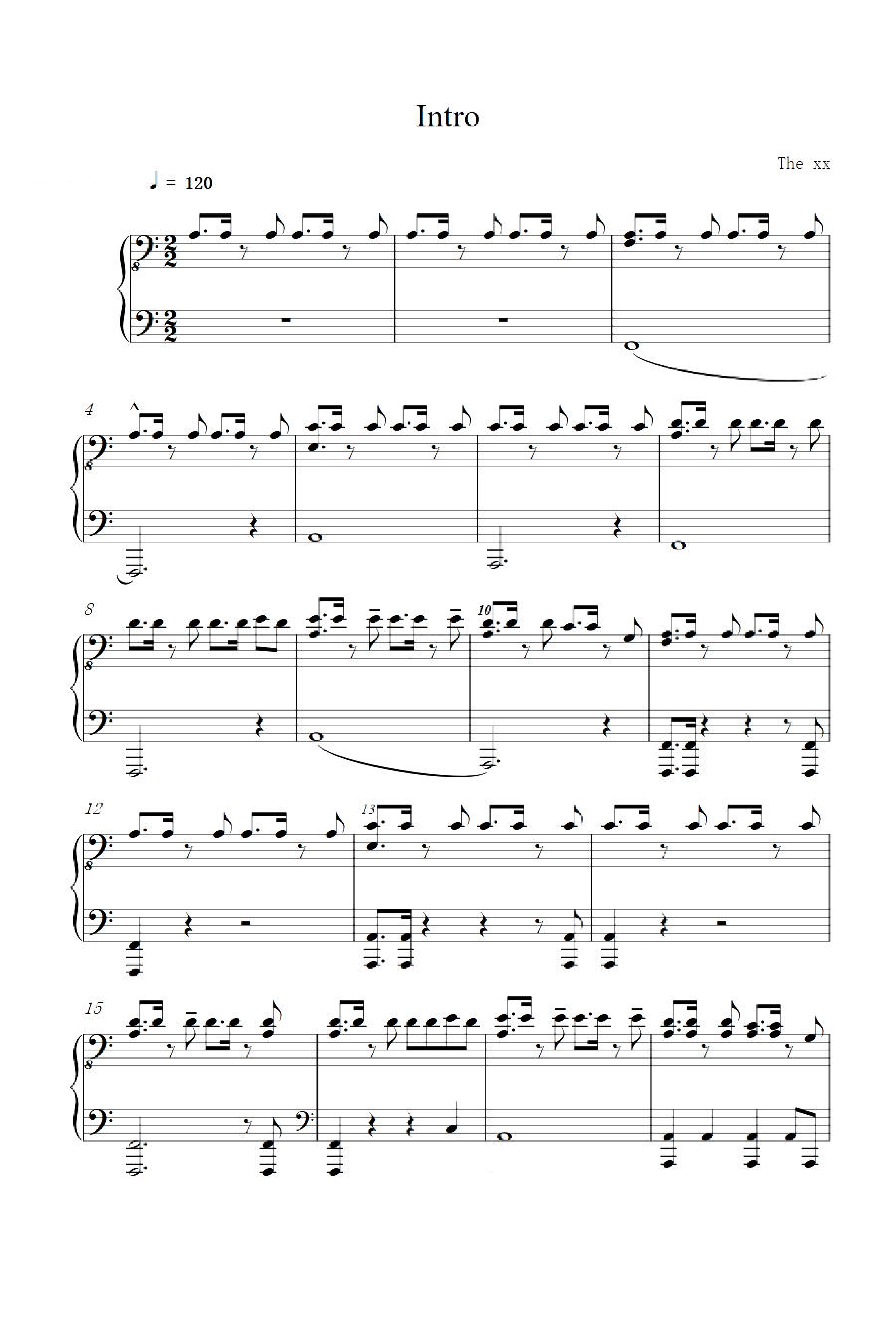 Intro (arr. The XX) by The Xx Sheet Music for Piano Solo at Sheet Music ...