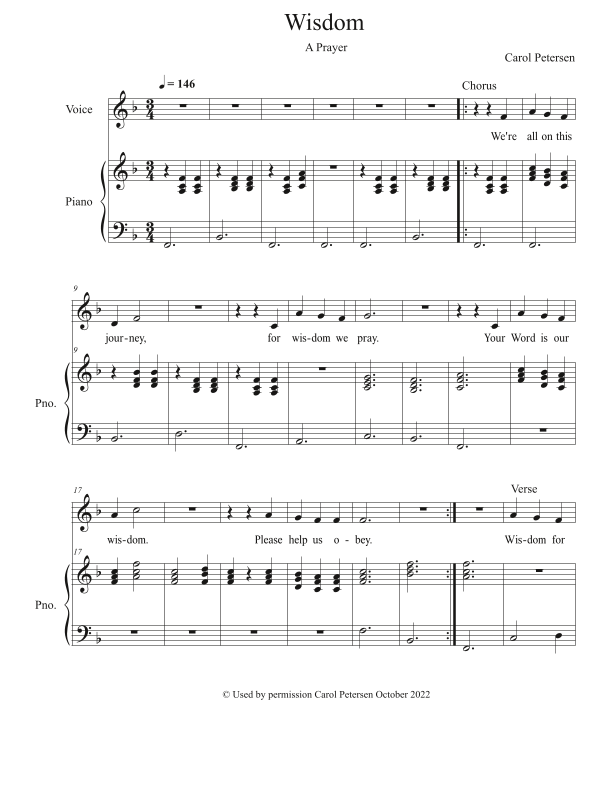 Wisdom Sheet Music | Carol Petersen | Unison Choir