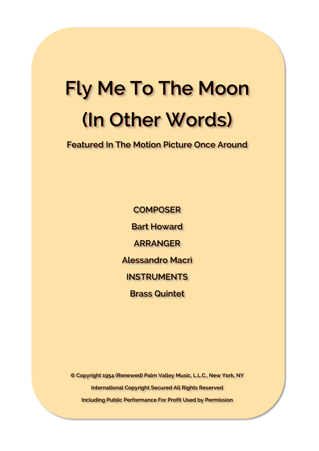 Fly Me To The Moon (In Other Words) (arr. Alessandro Macrì) par Tony ...