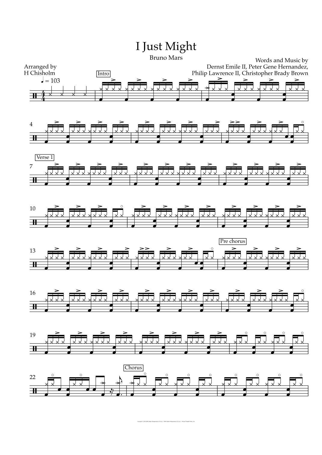 I Just Might (arr. H Chisholm, Drum Sheet Finder) von Bruno Mars Noten ...