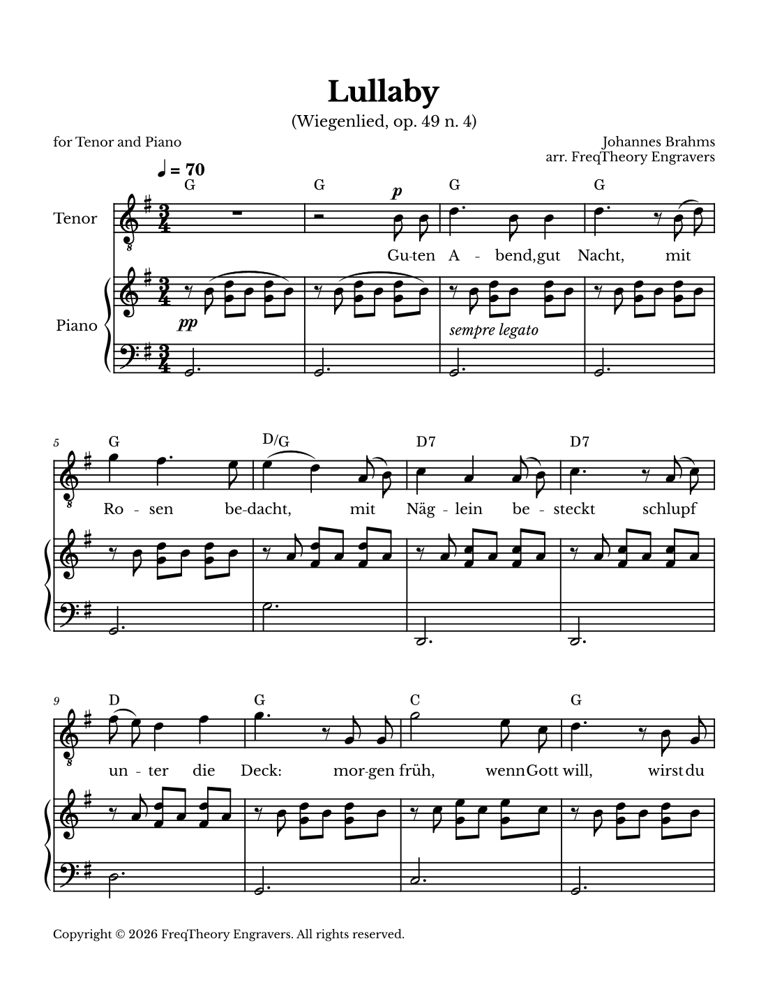 Lullaby - for Tenor Voice and Piano (arr. FreqTheory Engravers) by ...