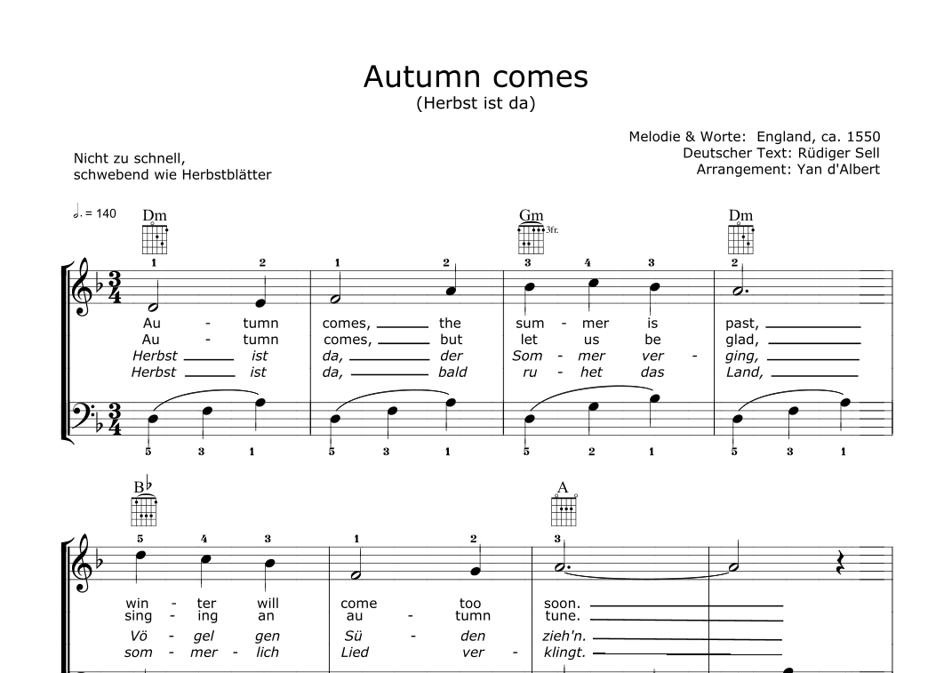 Autumn Comes - Herbst beginnt (Engl. + dts. Text, Arr.: Yan d'Albert ...