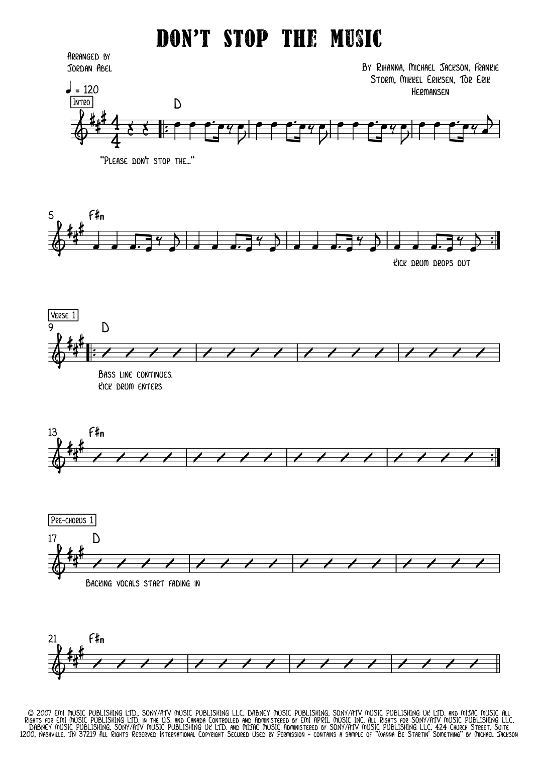 Don't Stop The Music by Rihanna Sheet Music for Lead Sheet / Fake Book ...