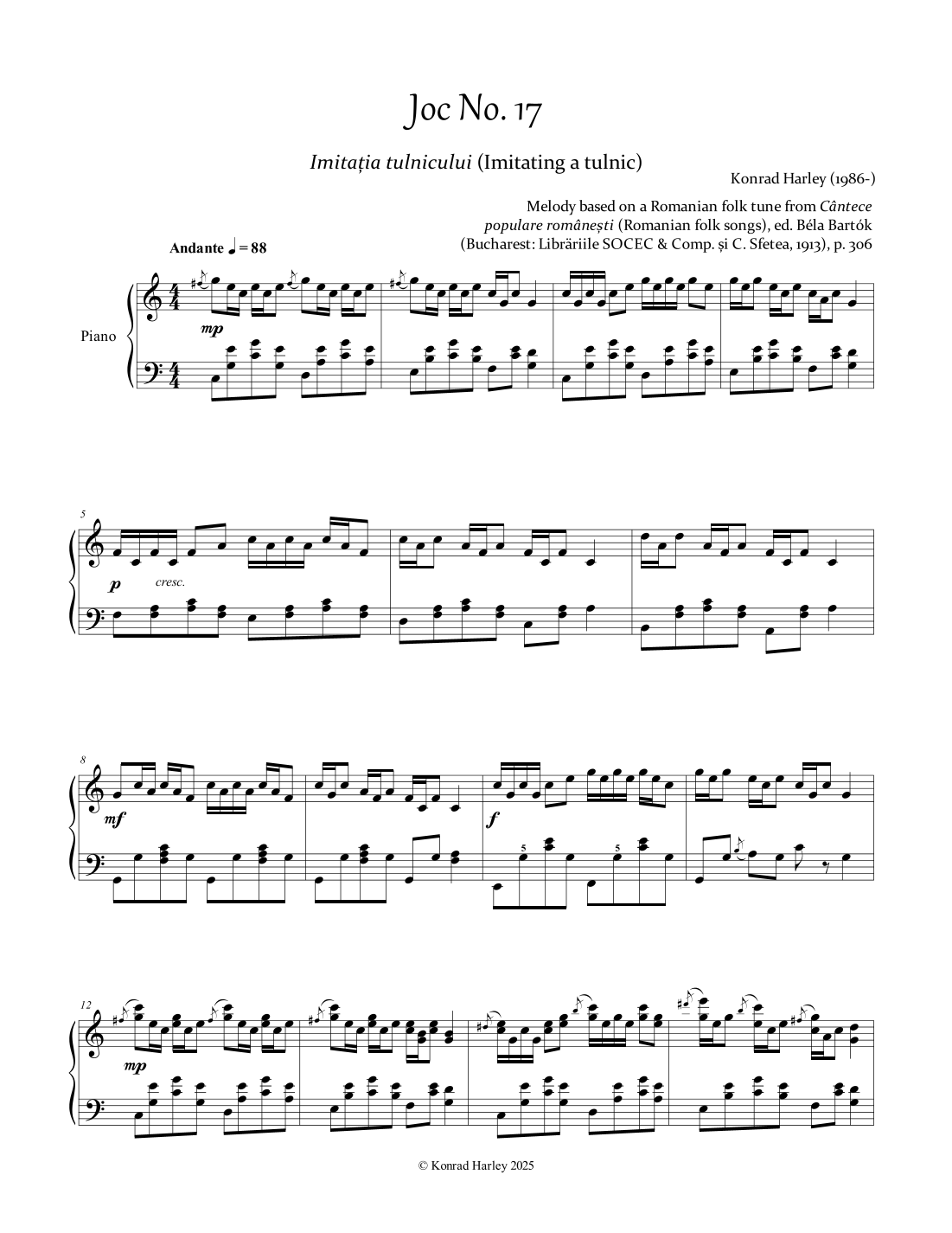 Joc No. 17 (Imitating a tulnic) by Konrad Harley (Romanian traditional ...