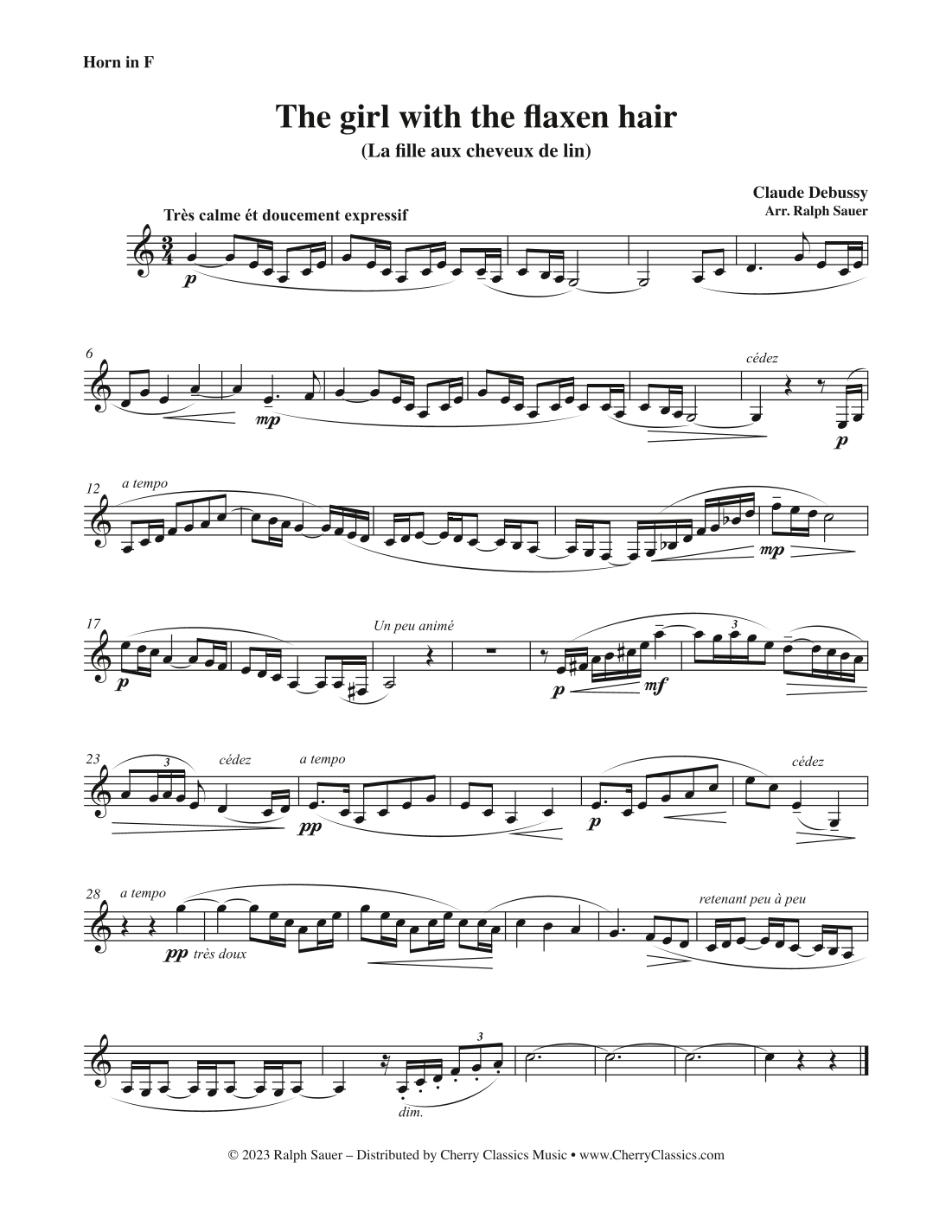 Girl With the Flaxen Hair for Horn and Piano (arr. Ralph Sauer) by ...