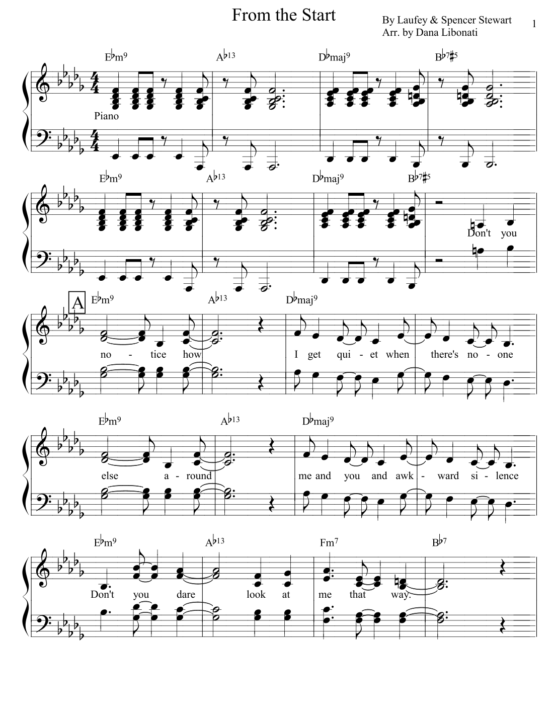 From The Start (arr. Dana Libonati) by Laufey Sheet Music for SATB ...