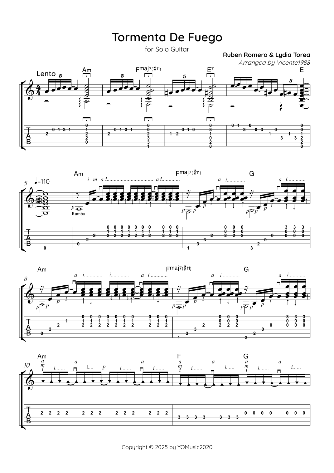 Tormenta De Fuego by Ruben Romero · Lydia Torea Sheet Music for Guitar ...