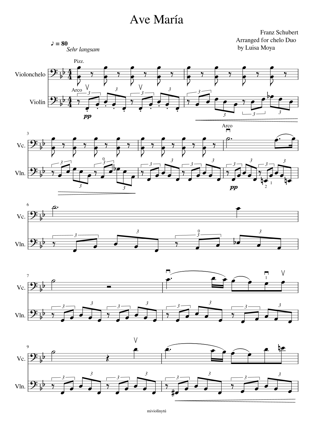Ave Maria (Schubert) – Elegant Cello Duo (arr. Luisa Moya miviolínytú ...
