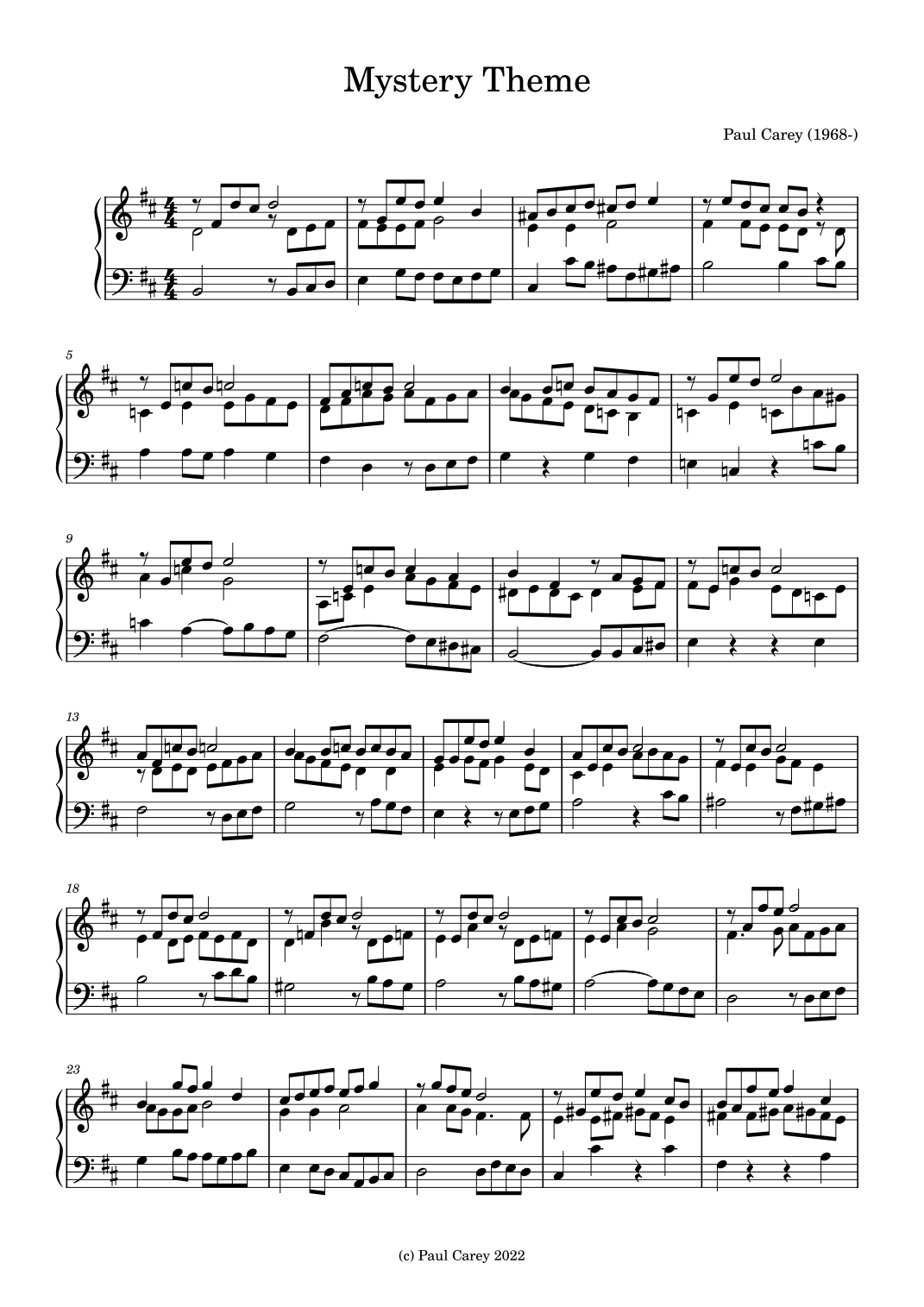 Mystery Theme by Paul Carey Sheet Music for Piano Solo at Sheet Music ...