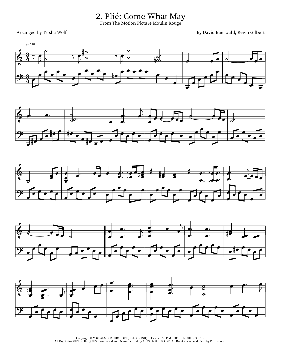 Come What May (arr. Trisha Wolf) por Nicole Kidman And Ewan Mcgregor ...