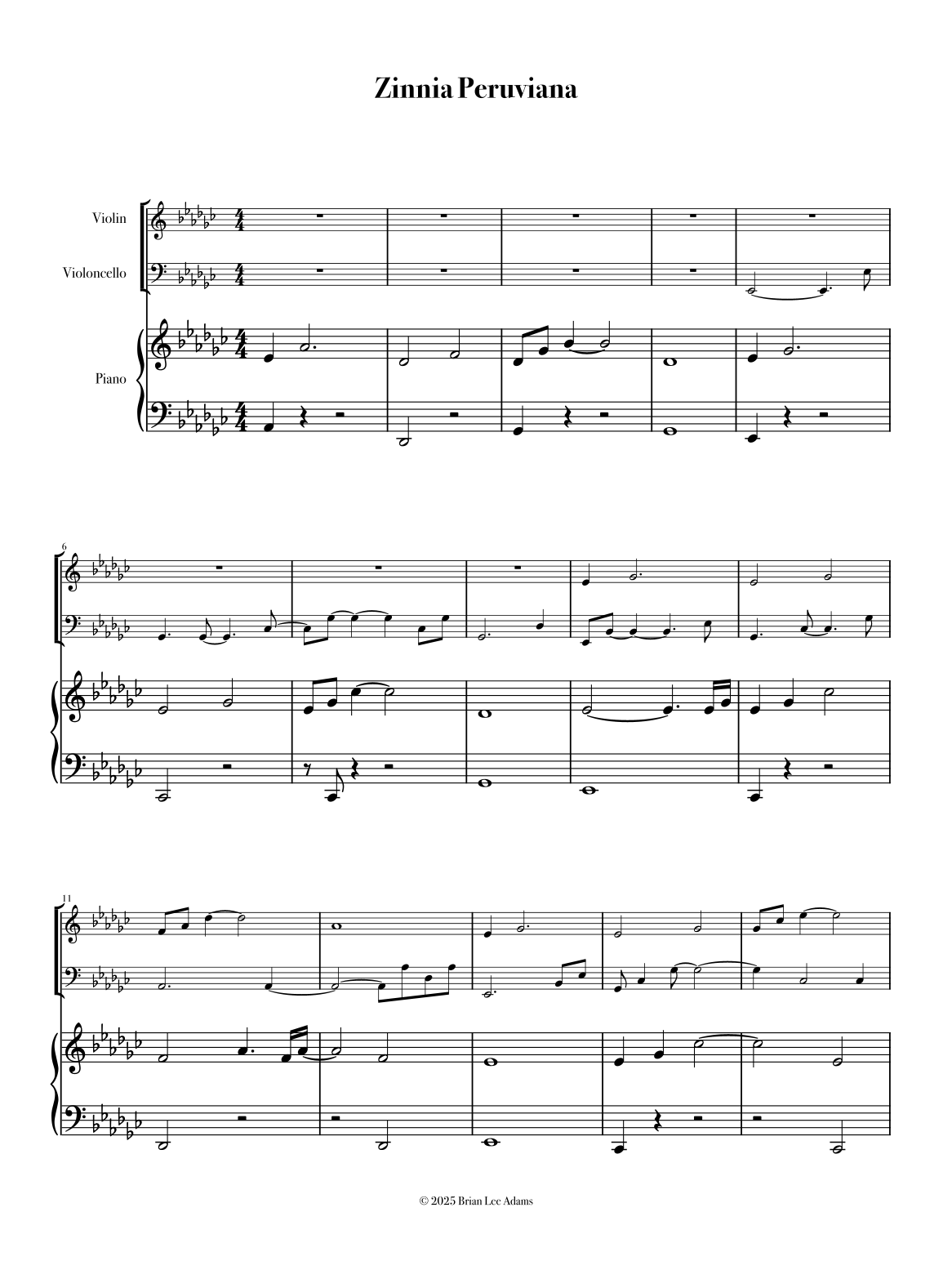 Zinnia Peruviana by Brian Lee Adams Sheet Music for String Ensemble at ...
