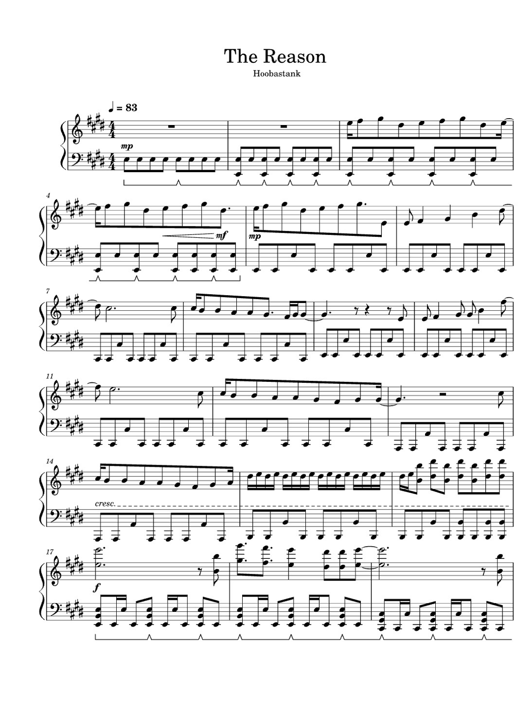The Reason (arr. Hoobastank - The Reason) by Carole King Sheet Music ...