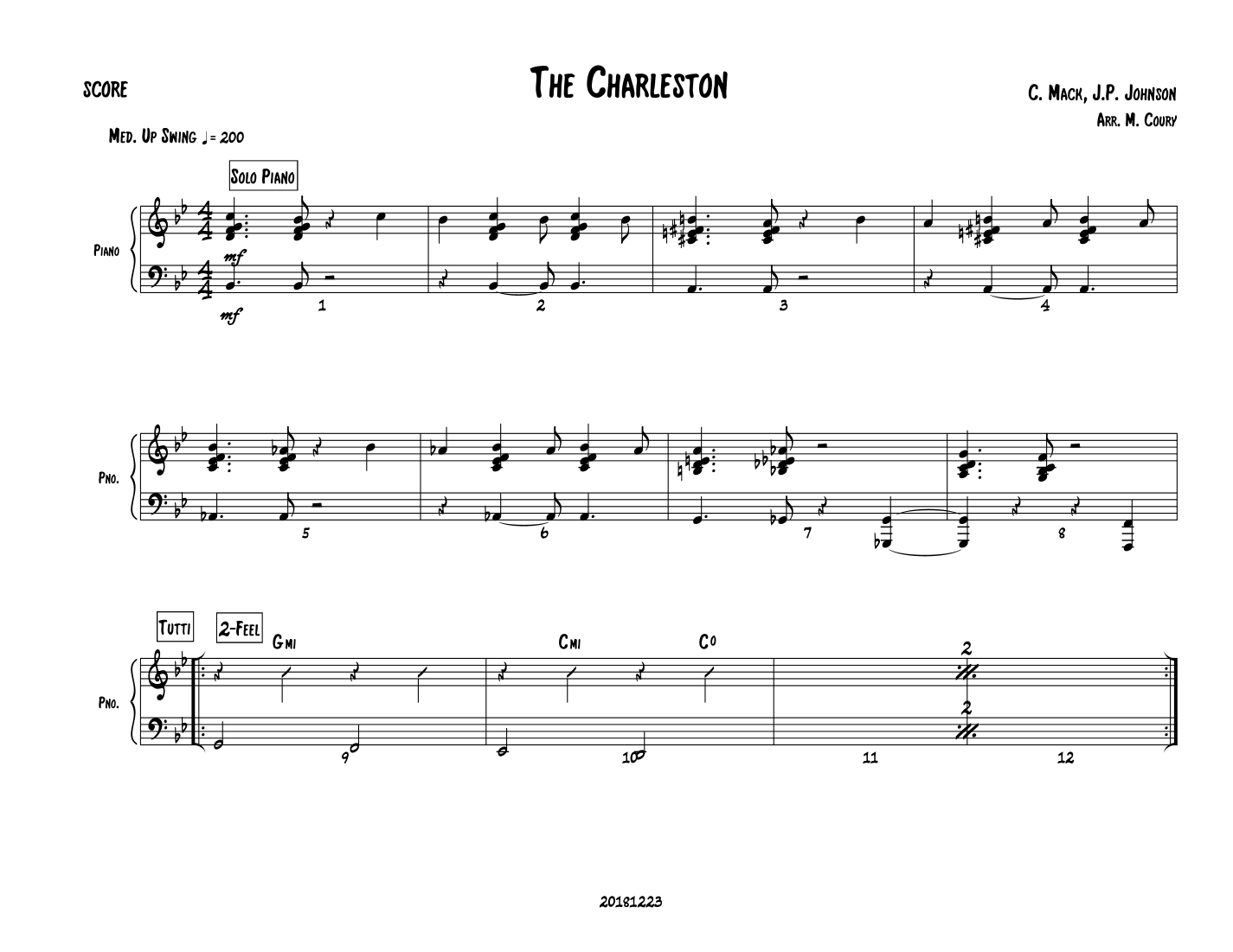 The Charleston - Score Only (arr. Michael Coury) by Cecil Mack Sheet ...