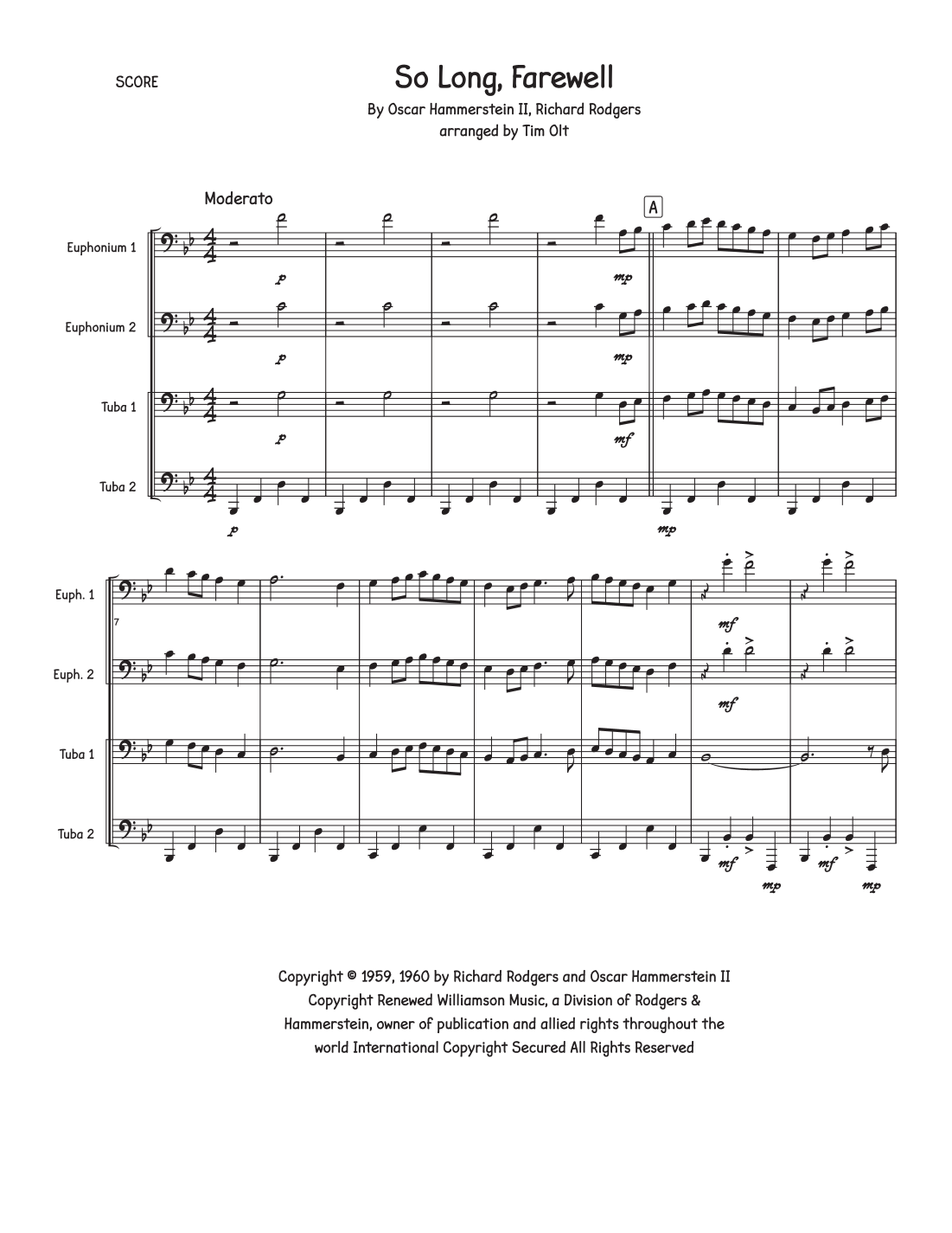 So Long, Farewell (arr. Tim Olt) by Richard Rodgers Sheet Music for ...