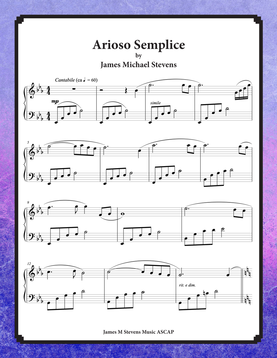 Arioso Semplice by James Michael Stevens Sheet Music for Piano Solo at ...