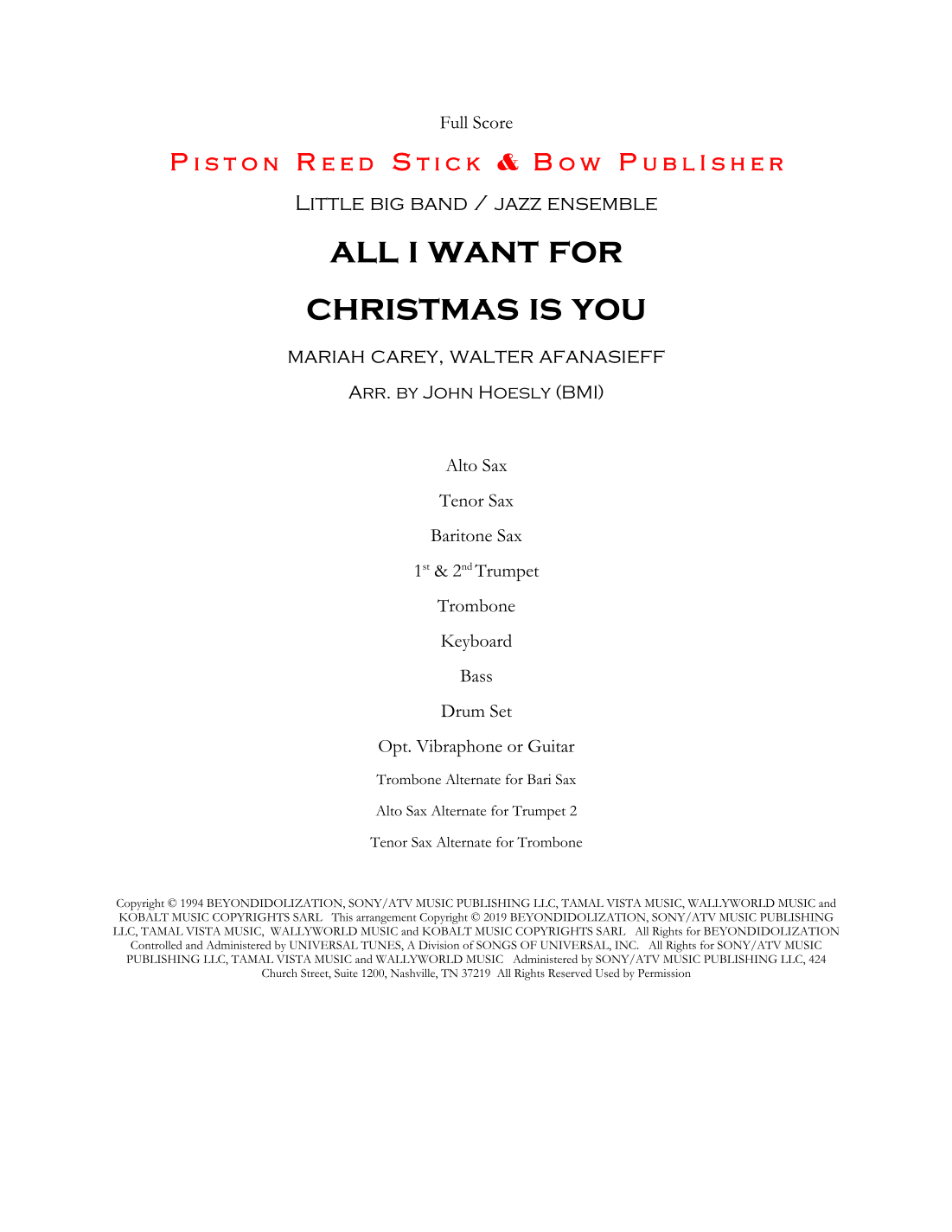 All I Want For Christmas Is You (arr. John Hoesly) por Justin Bieber ...