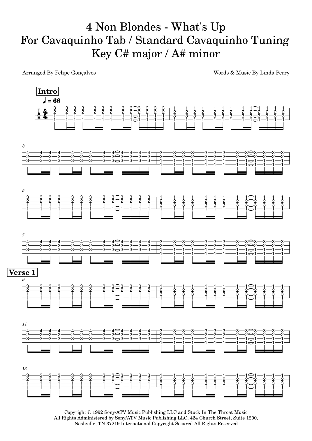 What's Up (arr. Felipe Gonçalves) by 4 Non Blondes Sheet Music for Easy ...