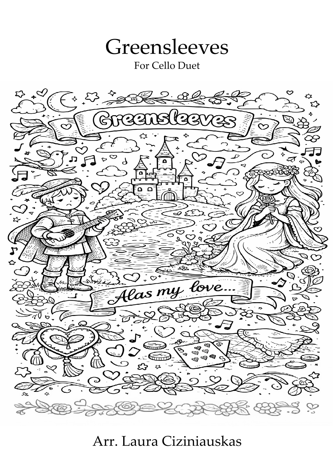 Greensleeves – Easy Traditional Cello Duet F-sharp Minor Arrangement ...