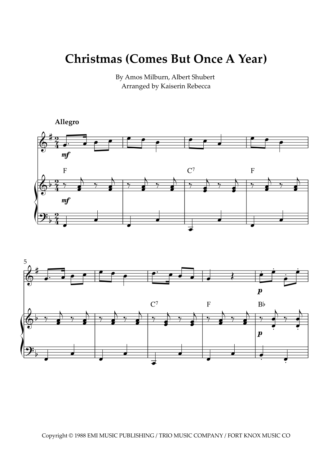 Christmas (Comes But Once A Year) (arr. Kaiserin Rebecca) von Amos ...