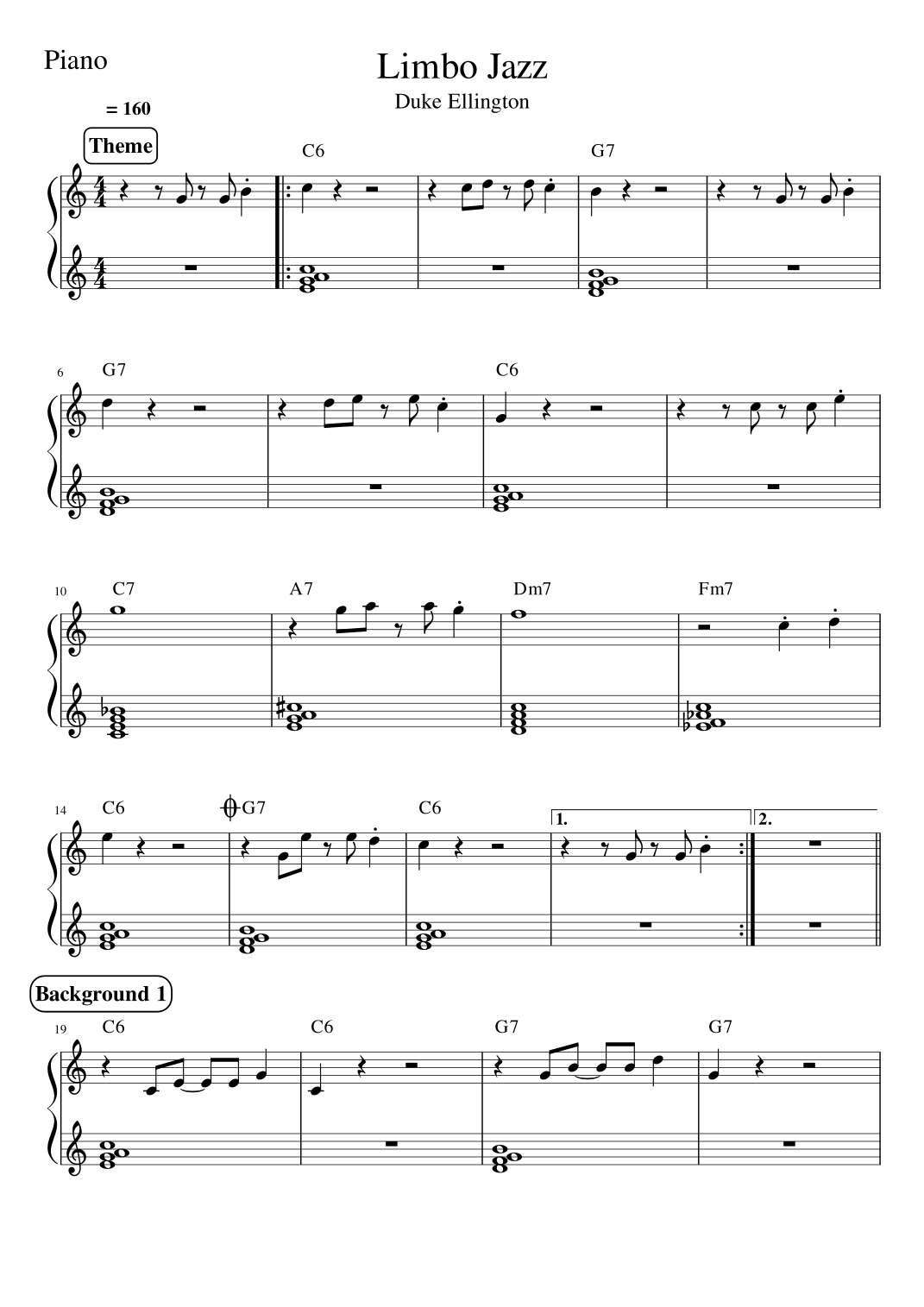 Limbo Jazz (arr. r guyot) by Duke Ellington Sheet Music for Lead Sheet ...