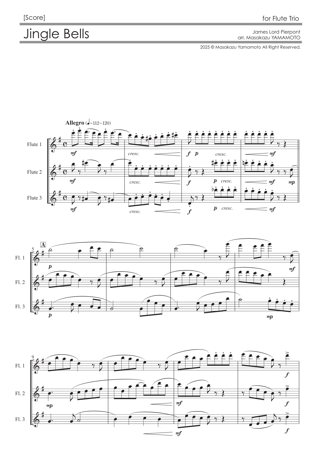 Jingle Bells [Flute Trio / Christmas Music Arr.] (arr. Masakazu ...
