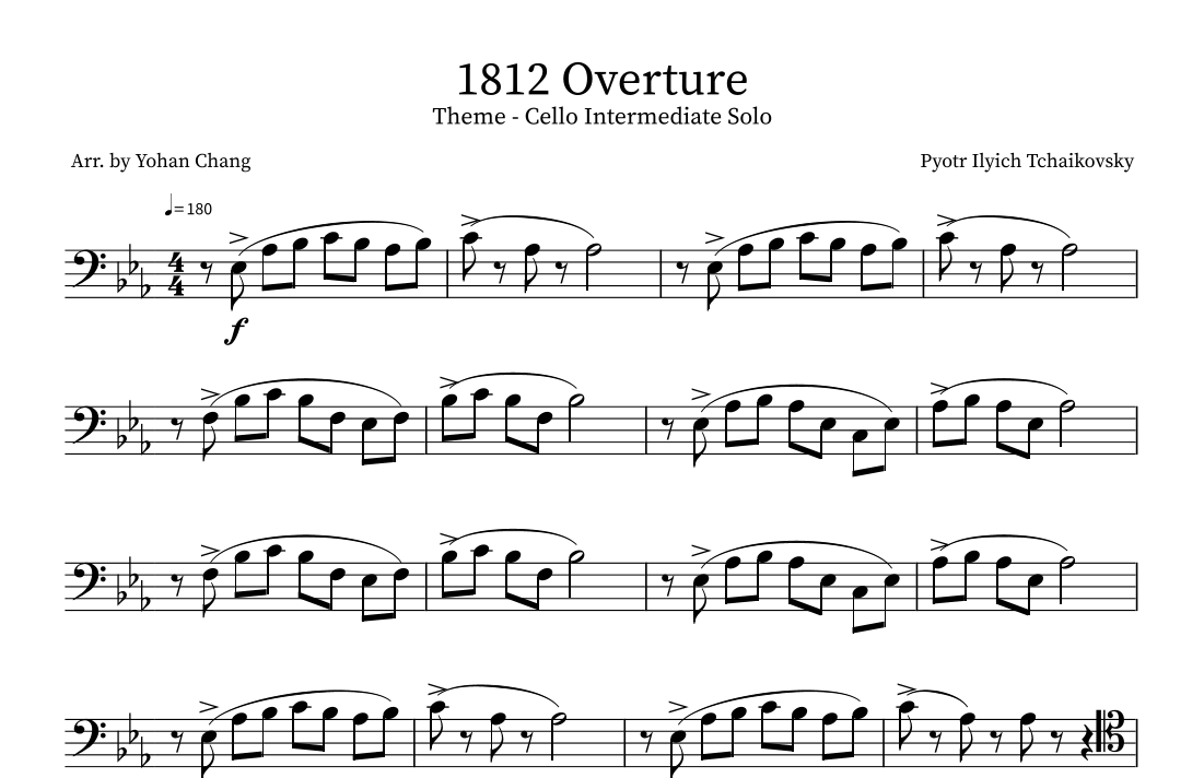 1812 Overture (Theme) (arr. Yohan Chang) by Pyotr Ilyich Tchaikovsky ...