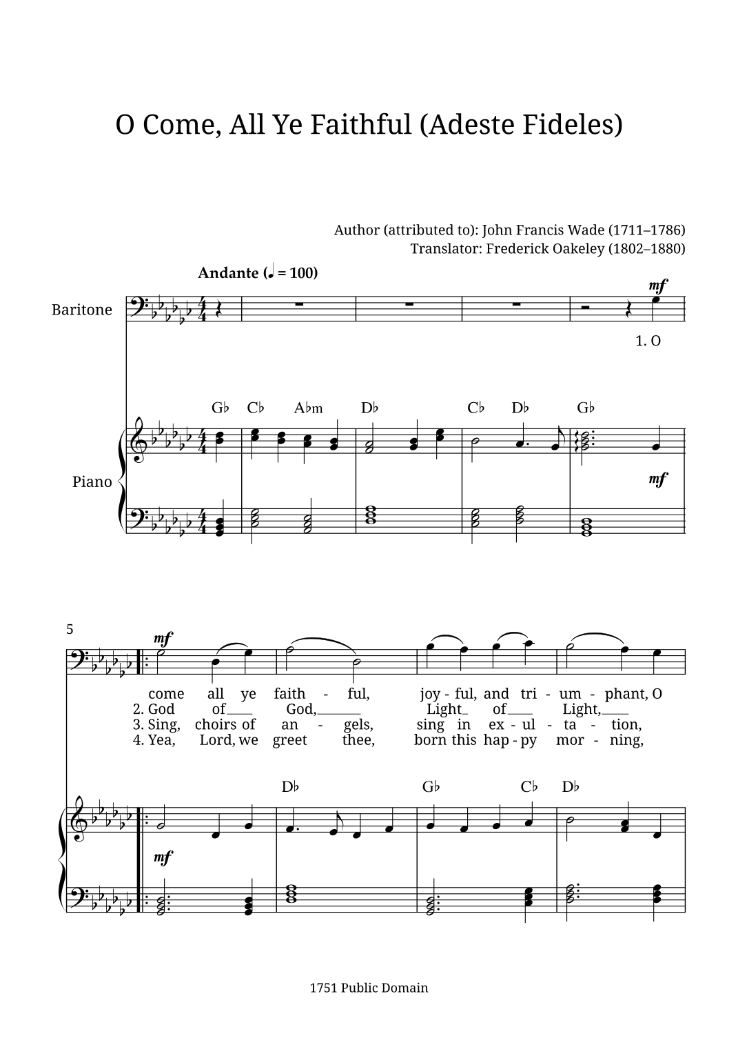 O Come, All Ye Faithful (Adeste Fideles) – Baritone & Piano (G-flat ...