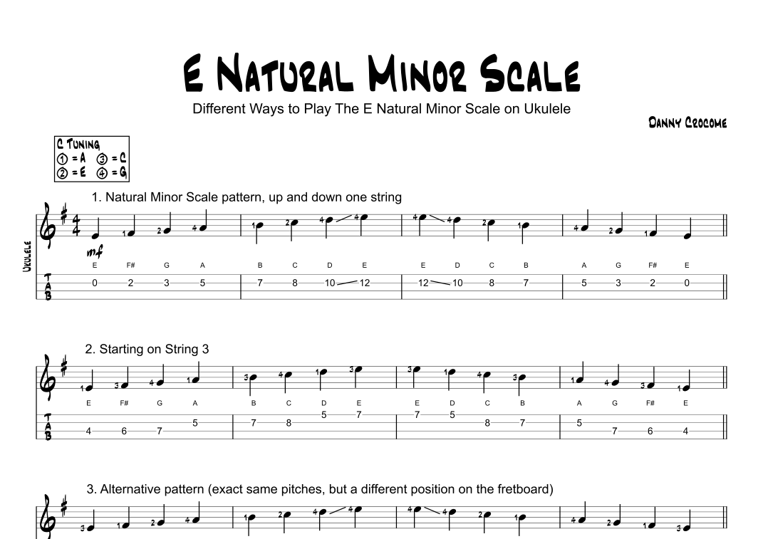 E Natural Minor Scale for Ukulele (Different Ways to Play) by ...