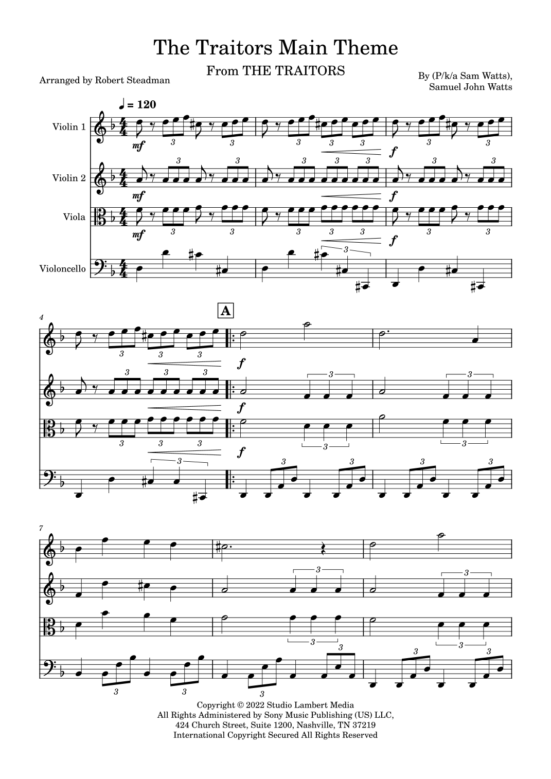 The Traitors Main Theme (arr. Robert Steadman) by (P/k/a Sam Watts ...