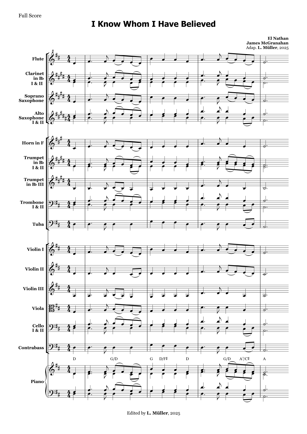 I Know Whom I Have Believed - for Beginner Orchestra with chords (arr ...