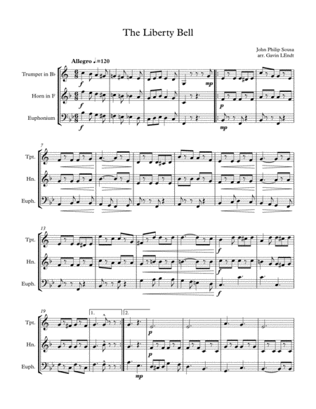 Liberty Bell March (arr. Gavin Lendt) by John Philip Sousa Sheet Music ...