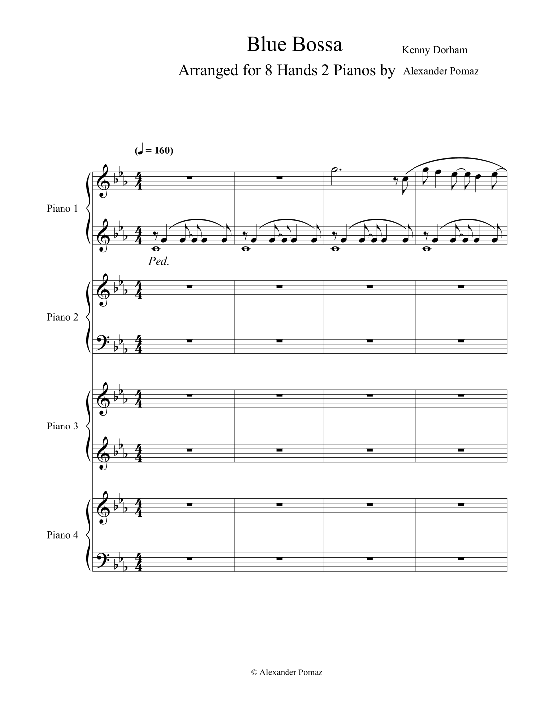 Blue Bossa - Kenny Dorham - Alexander Pomaz - 8 Hands 2 Pianos (arr ...
