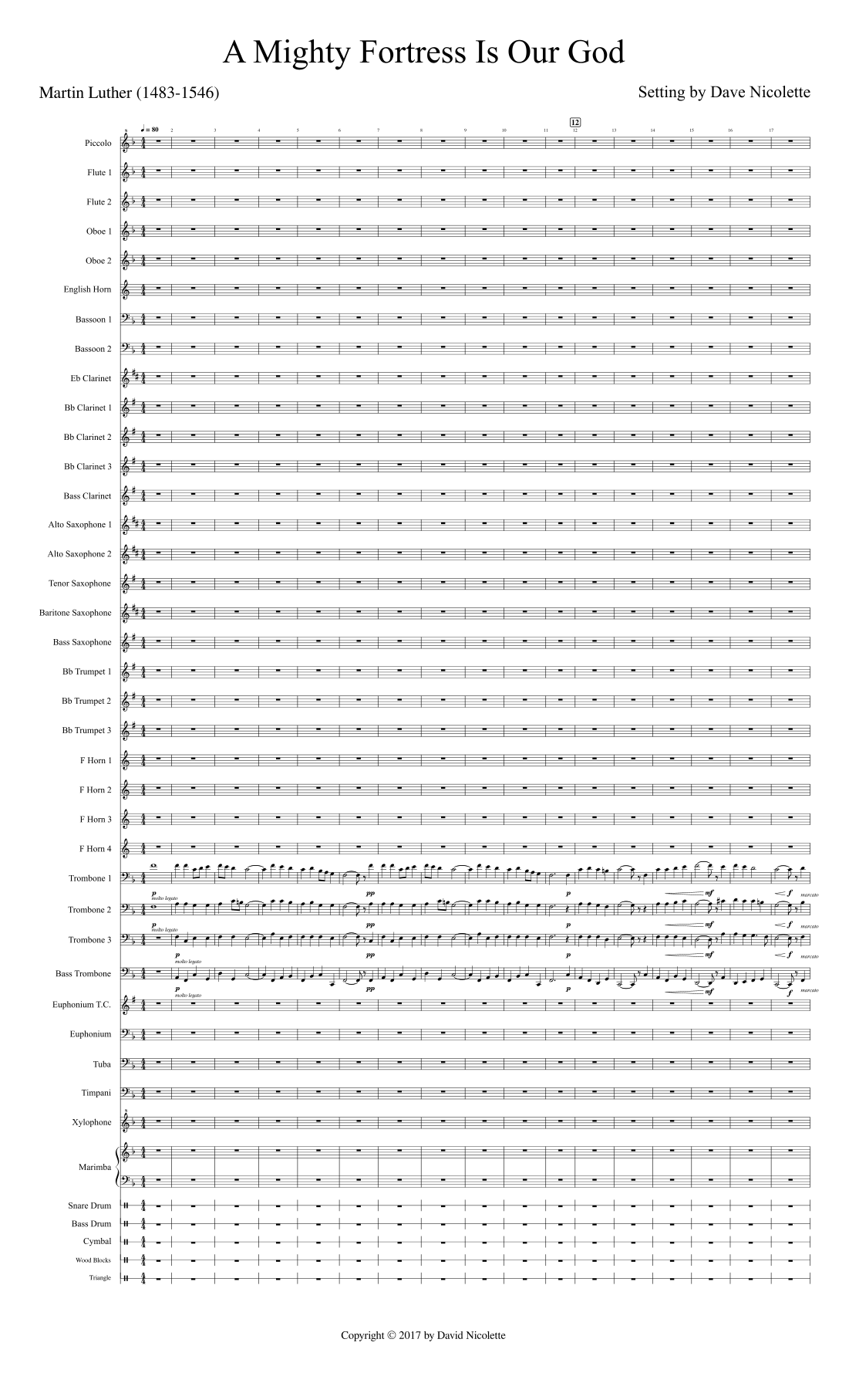 A Mighty Fortress Is Our God by Martin Luther Sheet Music for Concert ...