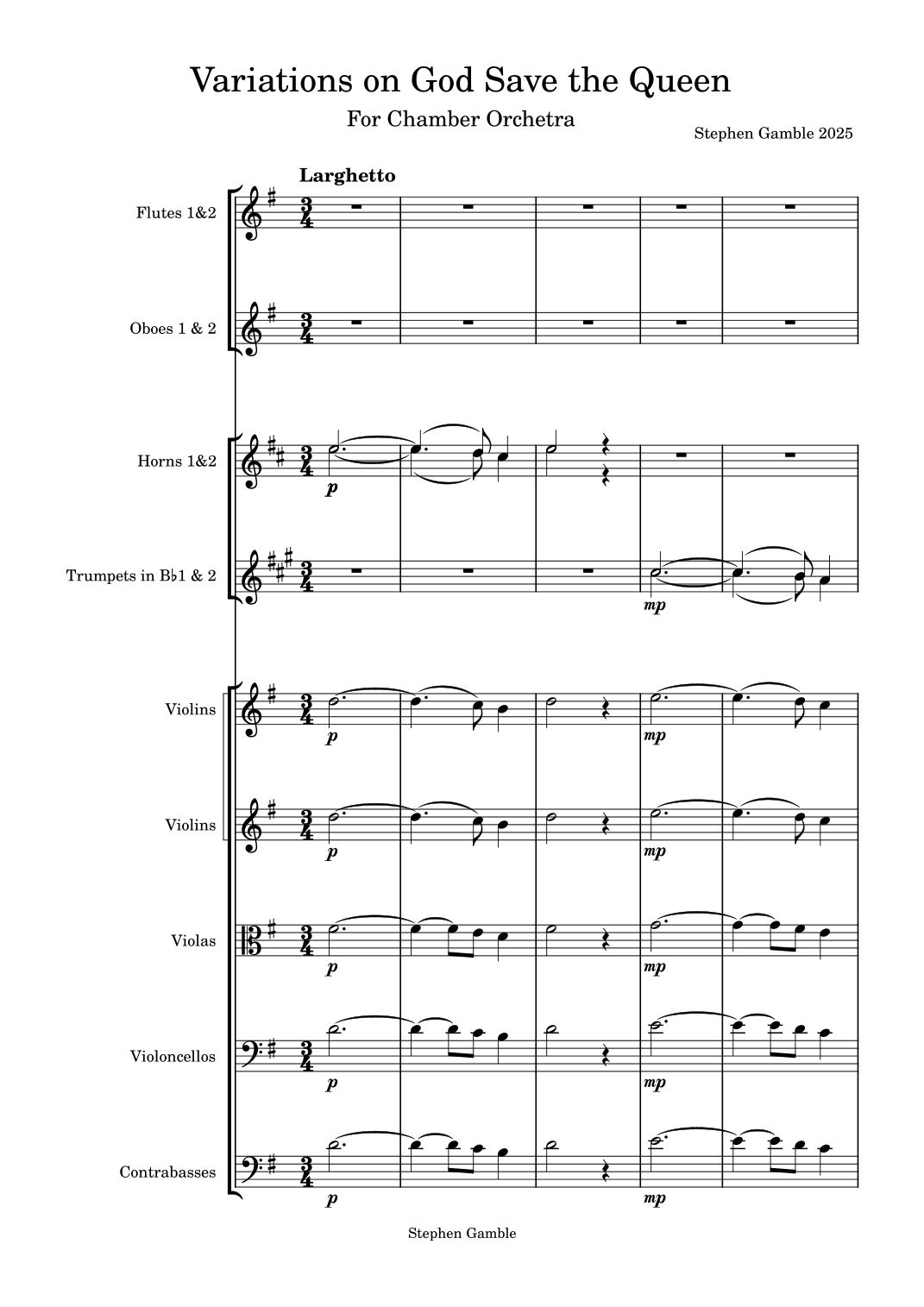 Variations on God Save the Queen, for Chamber Orchestra. by Stephen ...