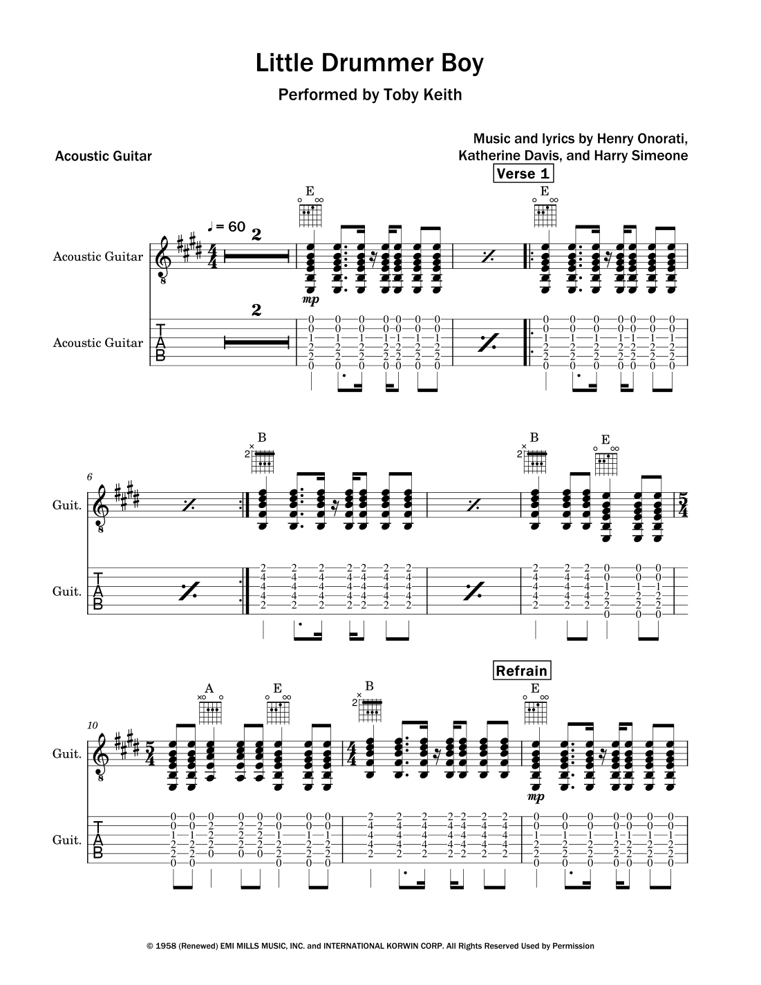The Little Drummer Boy (arr. David Lartey) by Toby Keith Sheet Music ...