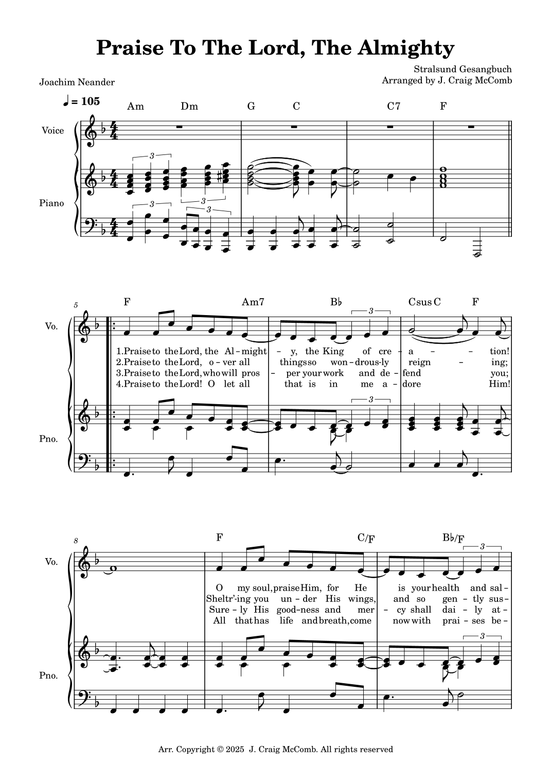 Praise To The Lord, The Almighty (arr. J. Craig McComb) by Stralsund ...