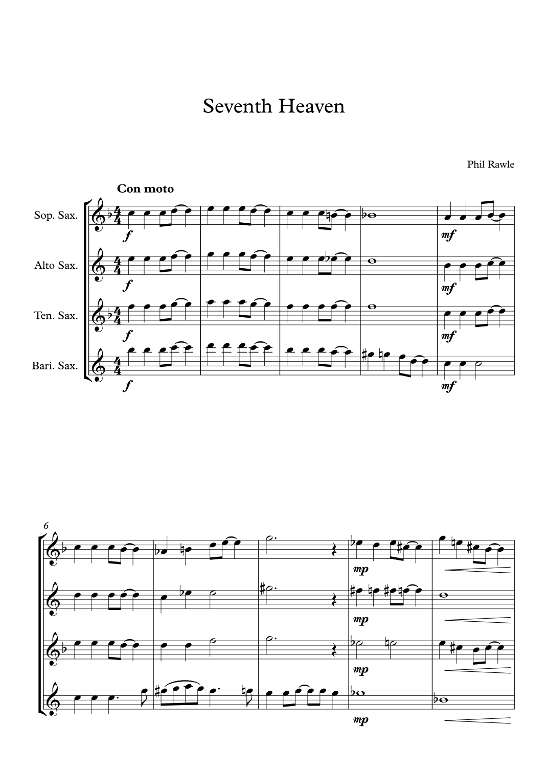 SEVENTH HEAVEN - SAXOPHONE QUARTET POR PHIL RAWLE PARTITURAS PARA ...